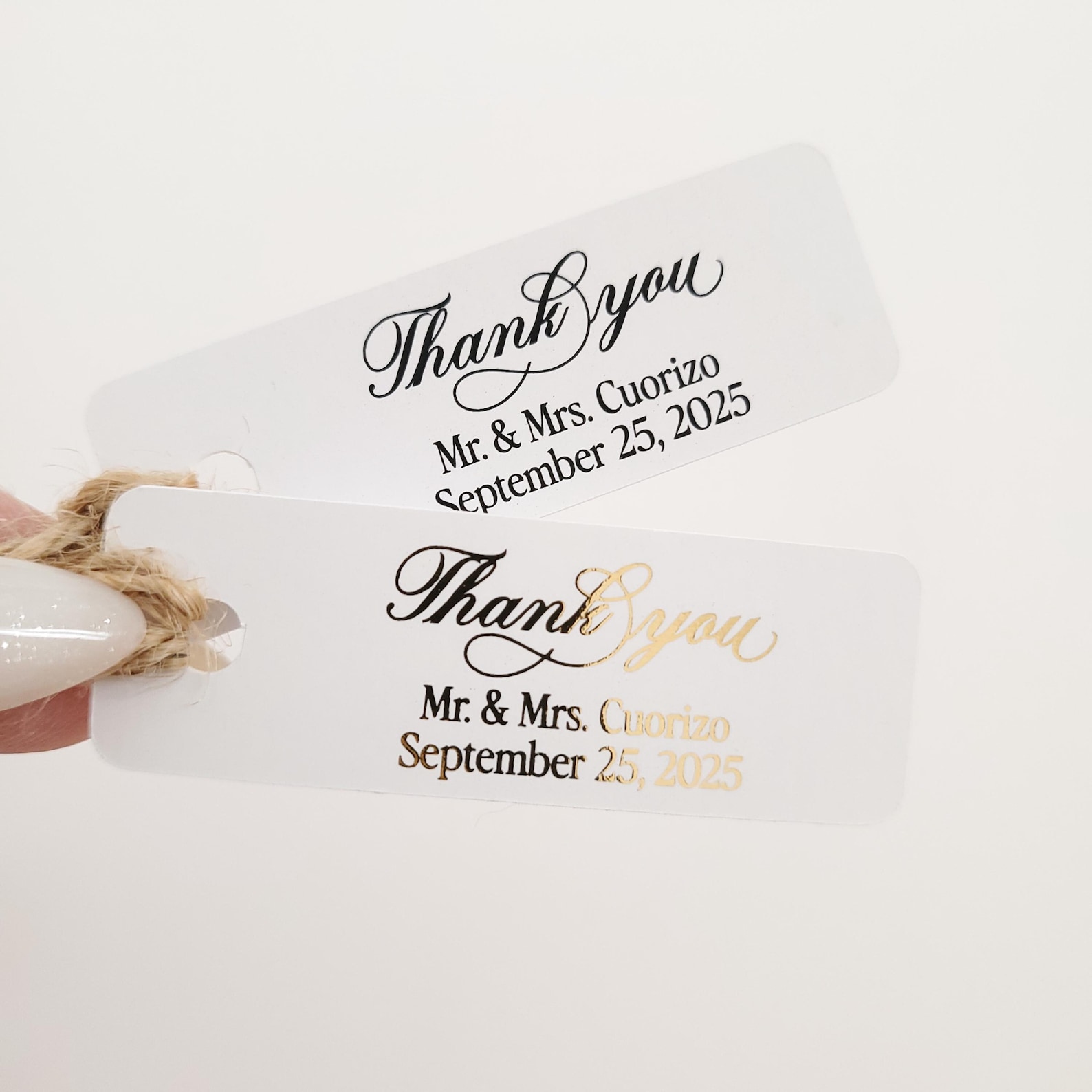 Elegant Thank You Wedding Favor Tags Personalized Mini Custom Names ...
