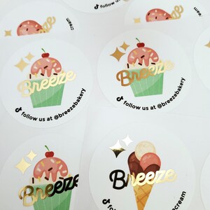 Small Business Custom Bakery Label, Gold Foil Food Stickers ...