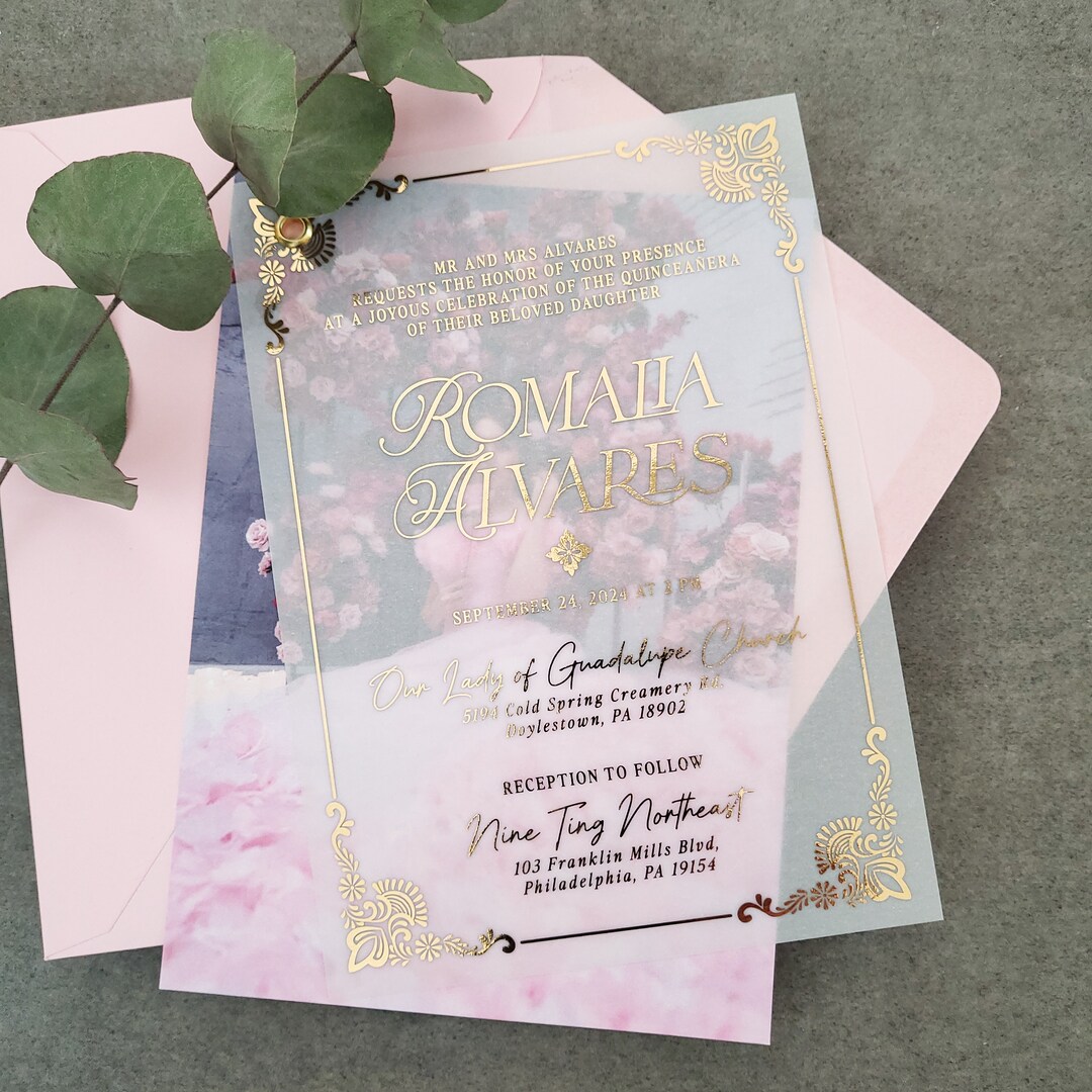Gold Foil Vellum Quinceanera Invitation: Custom Photo - Etsy