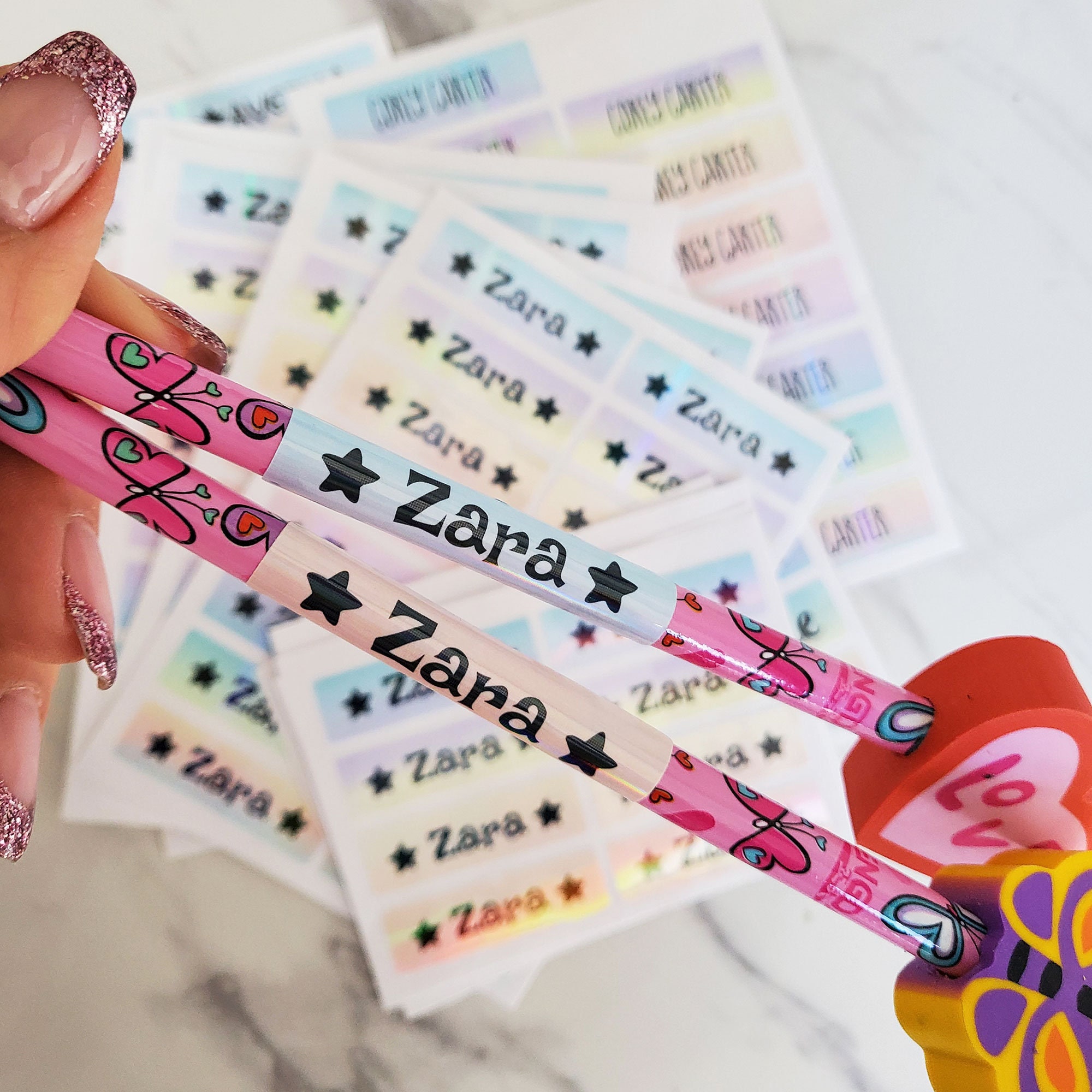 Personalized Name Stickers Name Labels Holographic Name | Etsy