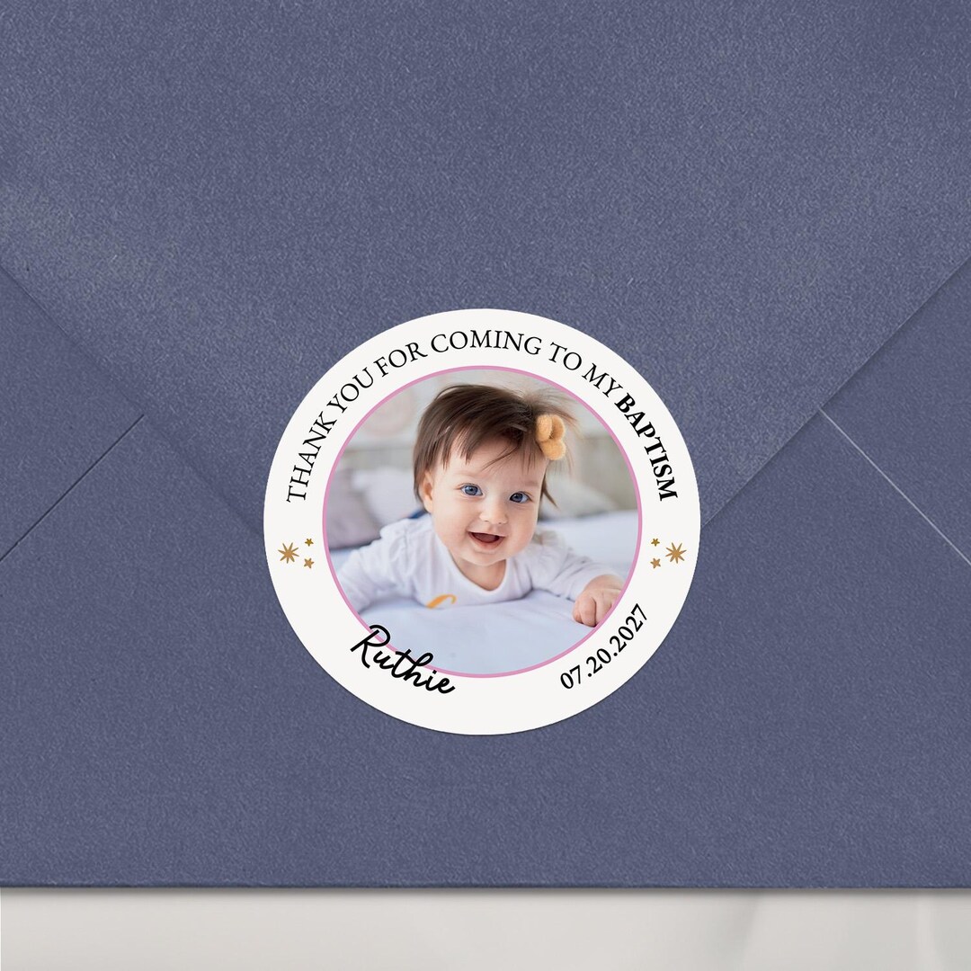 Stickers de baptême personnalisés : cadeaux avec photo, cadeau de ...