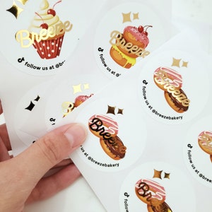 Small Business Custom Bakery Label, Gold Foil Food Stickers ...