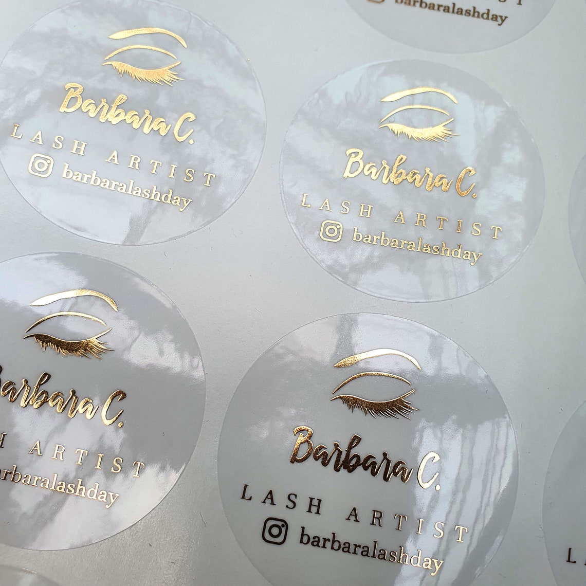 Custom Lash Logo Labels Stickers Clear Gold Foil Eyelash - Etsy