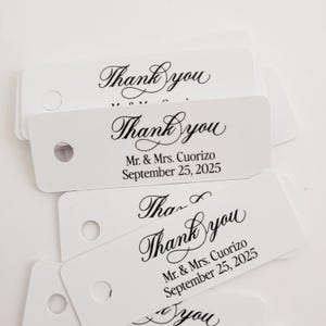Elegant Thank You Wedding Favor Tags Personalized Mini Custom Names ...