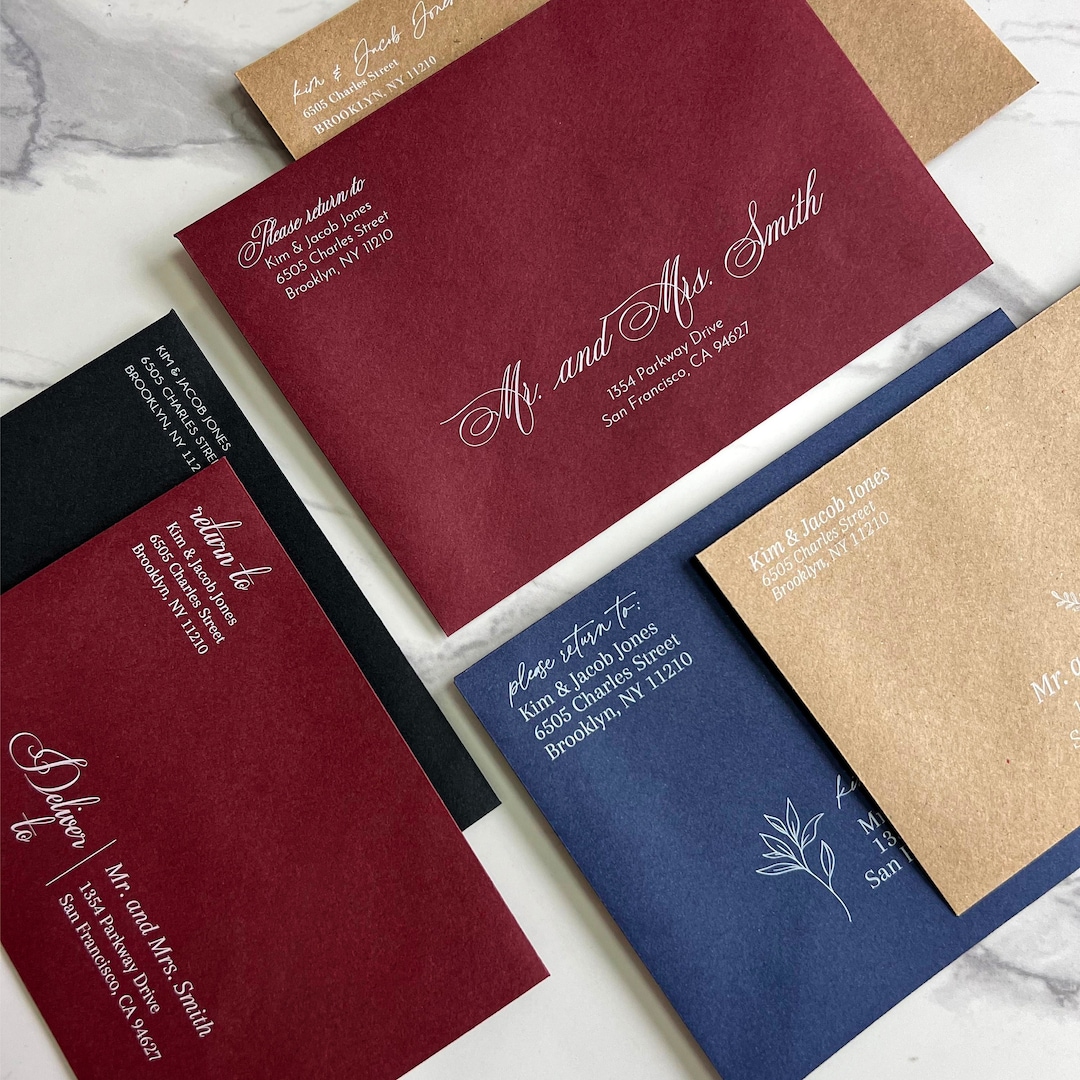 White Ink Envelope Printing: Elegant Wedding Guest & Return Addressing ...