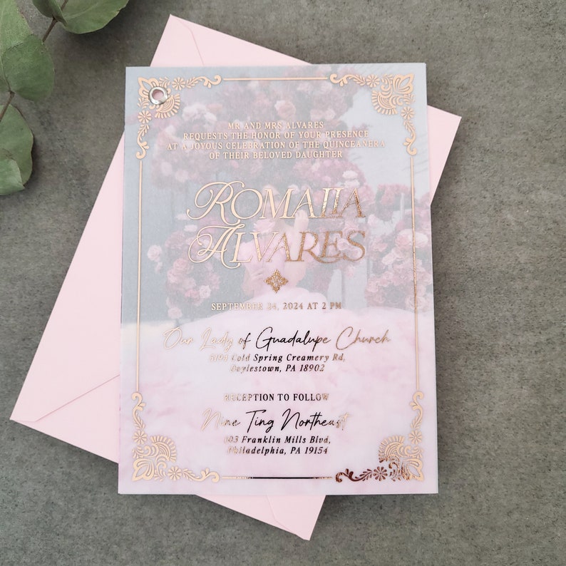 Gold Foil Vellum Quinceanera Invitation: Custom Photo - Etsy