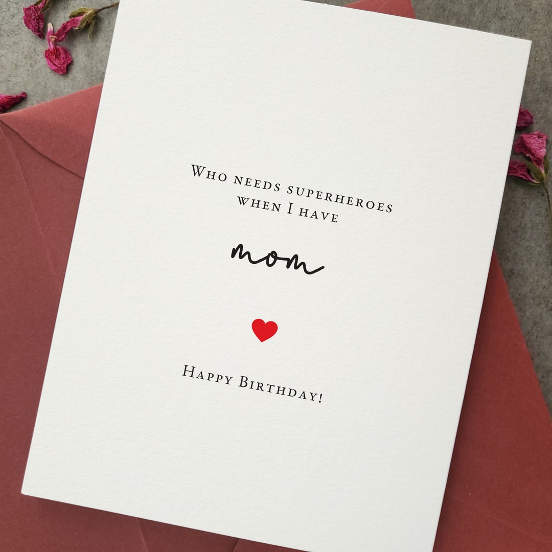 Superhero Mom Birthday Card: Hand-lettered Cursive Design - Etsy