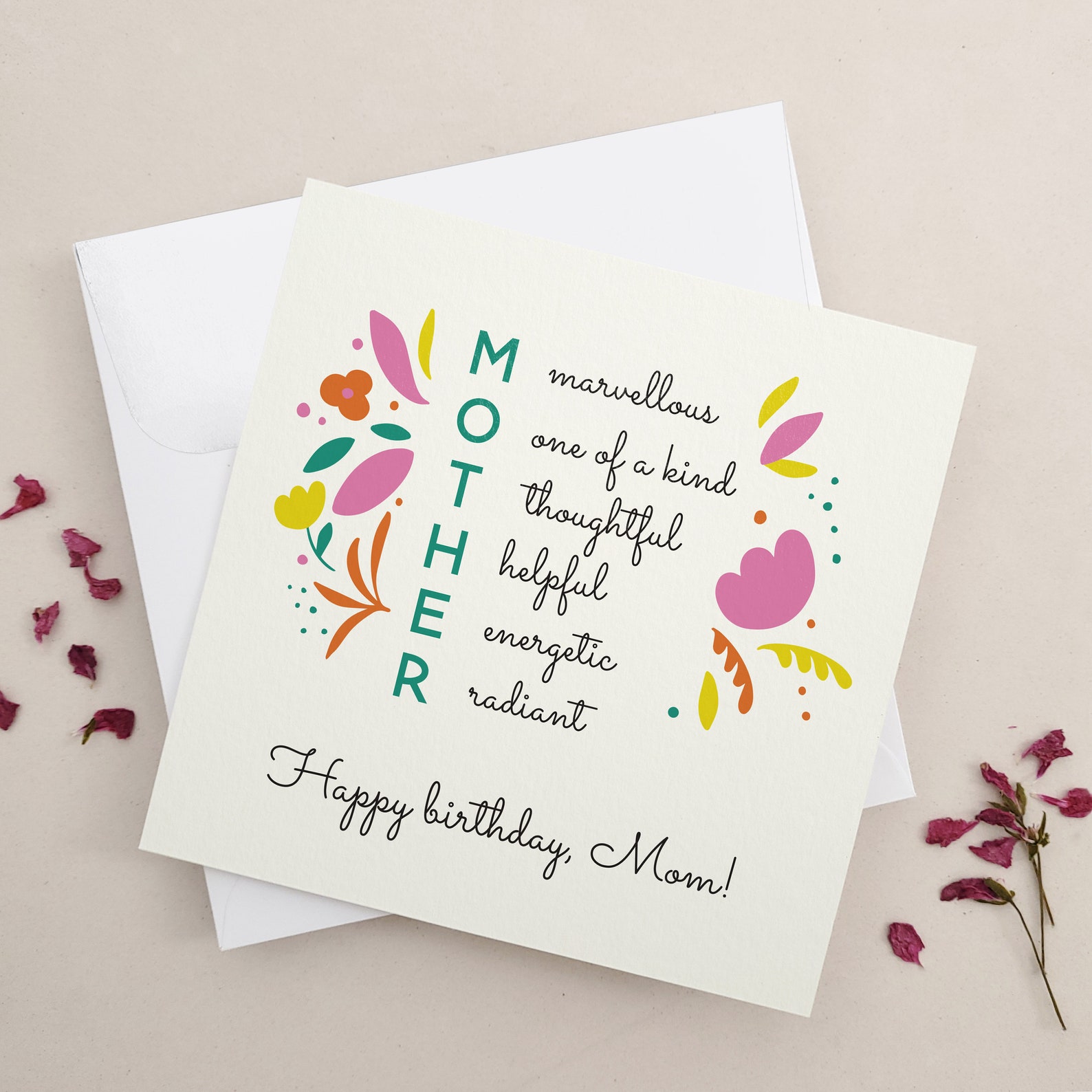 Happy Birthday Mom Card Birthday Card for Mom Mother - Etsy