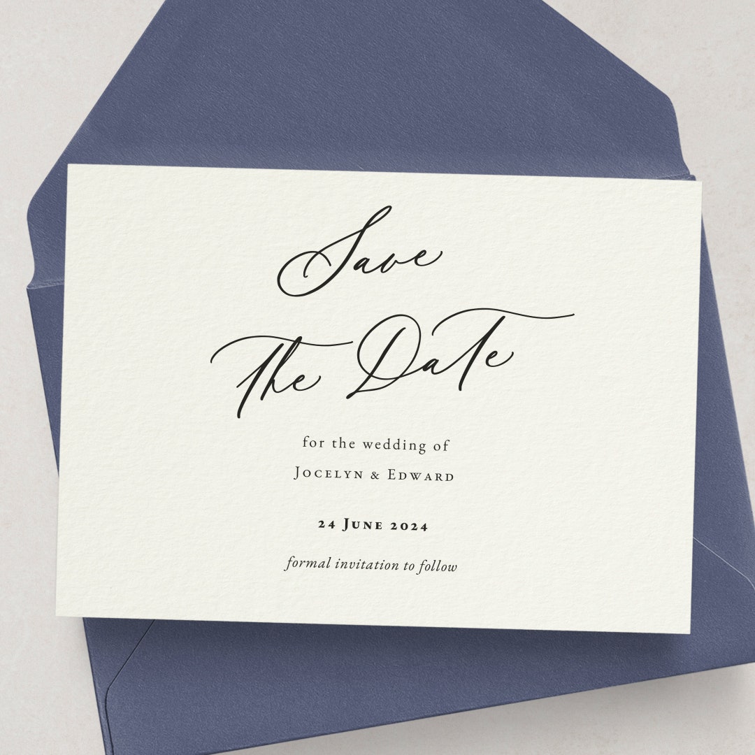 Simple Wedding Save the Date Cards, Modern Personalized Elegant ...