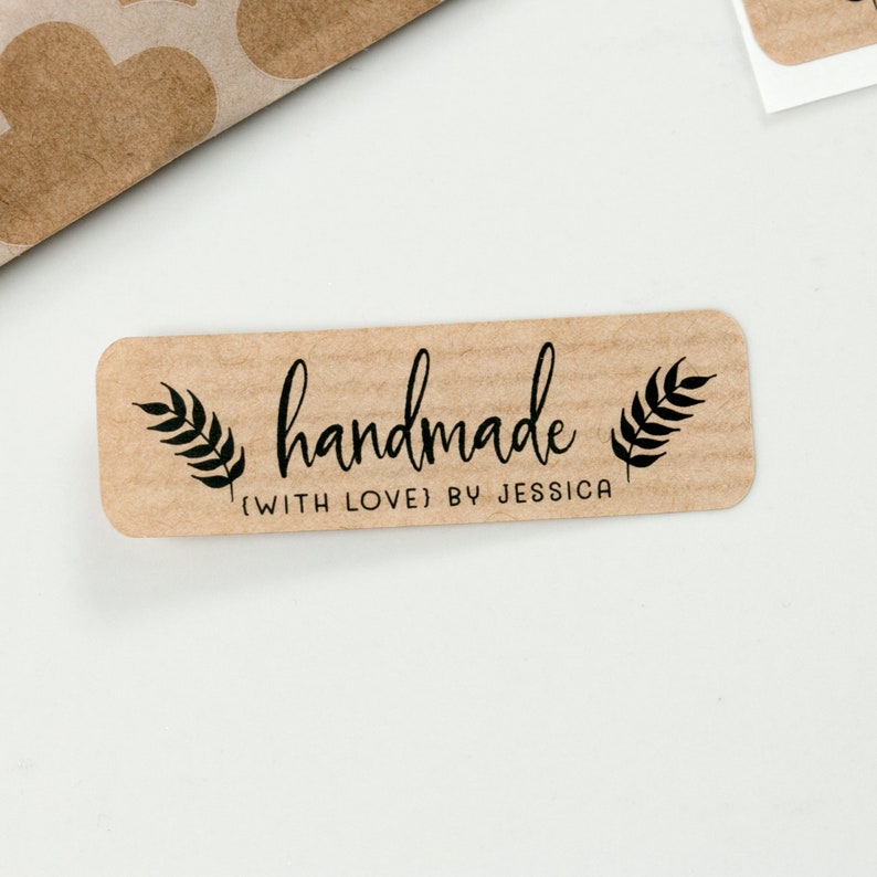 50 Personalized Kraft Handmade With Love Stickers: Small Business ...