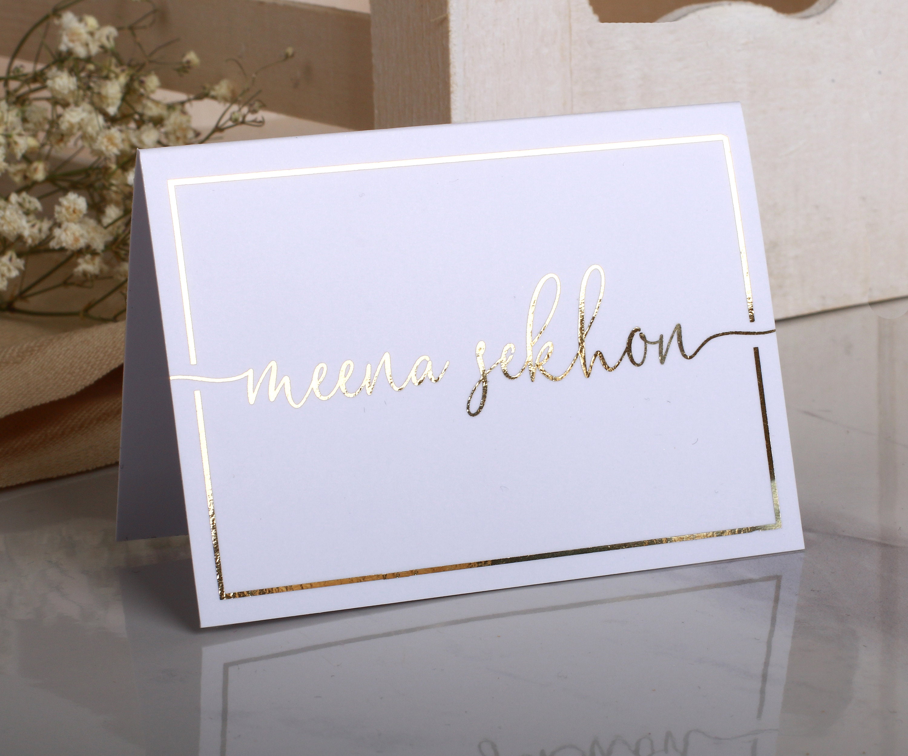 Wedding Name Table Cards Real Gold Foil Table Cards Place | Etsy