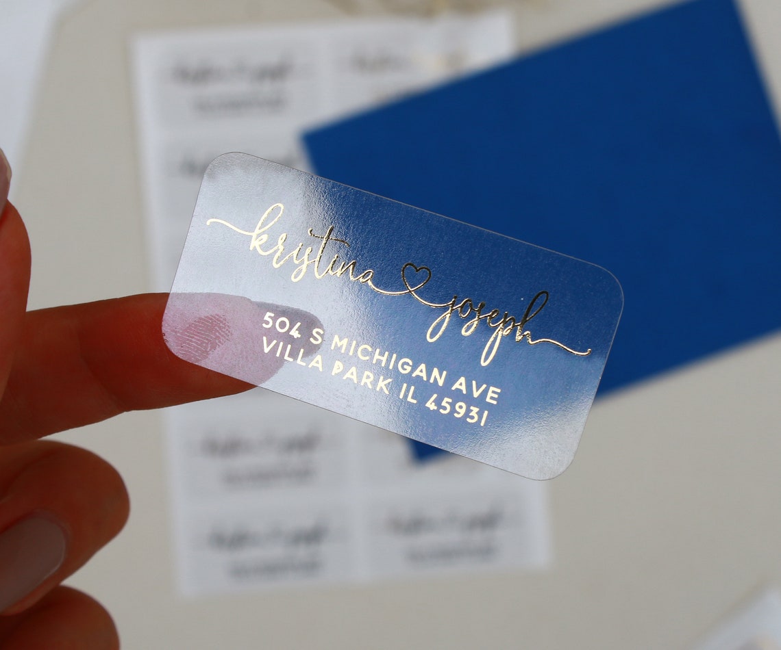 Custom Gold Foil Address Labels: Script Return Address Stickers - Etsy