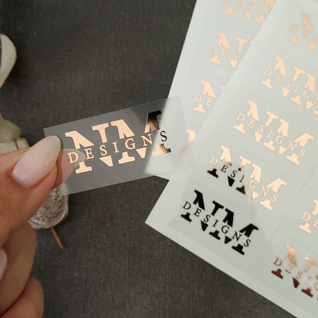 Small Custom Vinyl Logo Stickers: Clear or White Gold Foil Labels for ...