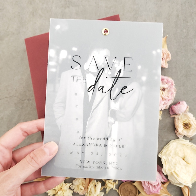 Vellum Save the Date: Custom Photo Overlay Parchment Wedding ...