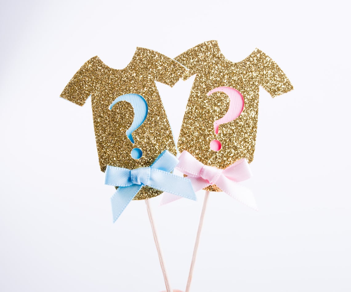 Gender Reveal Party He Or She Cupcake Toppers Gender Neutral Etsy