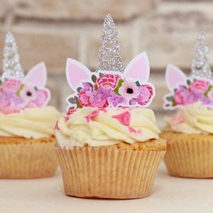 Unicorn Cupcake Toppers Unicorn Birthday Girl First Birthday Cupcake ...