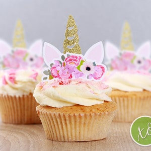 Unicorn Cupcake Toppers Unicorn Birthday Girl First Birthday Cupcake ...