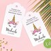 Unicorn Favor Tags, Thank You for Coming to My Birthday Tags, Unicorn ...