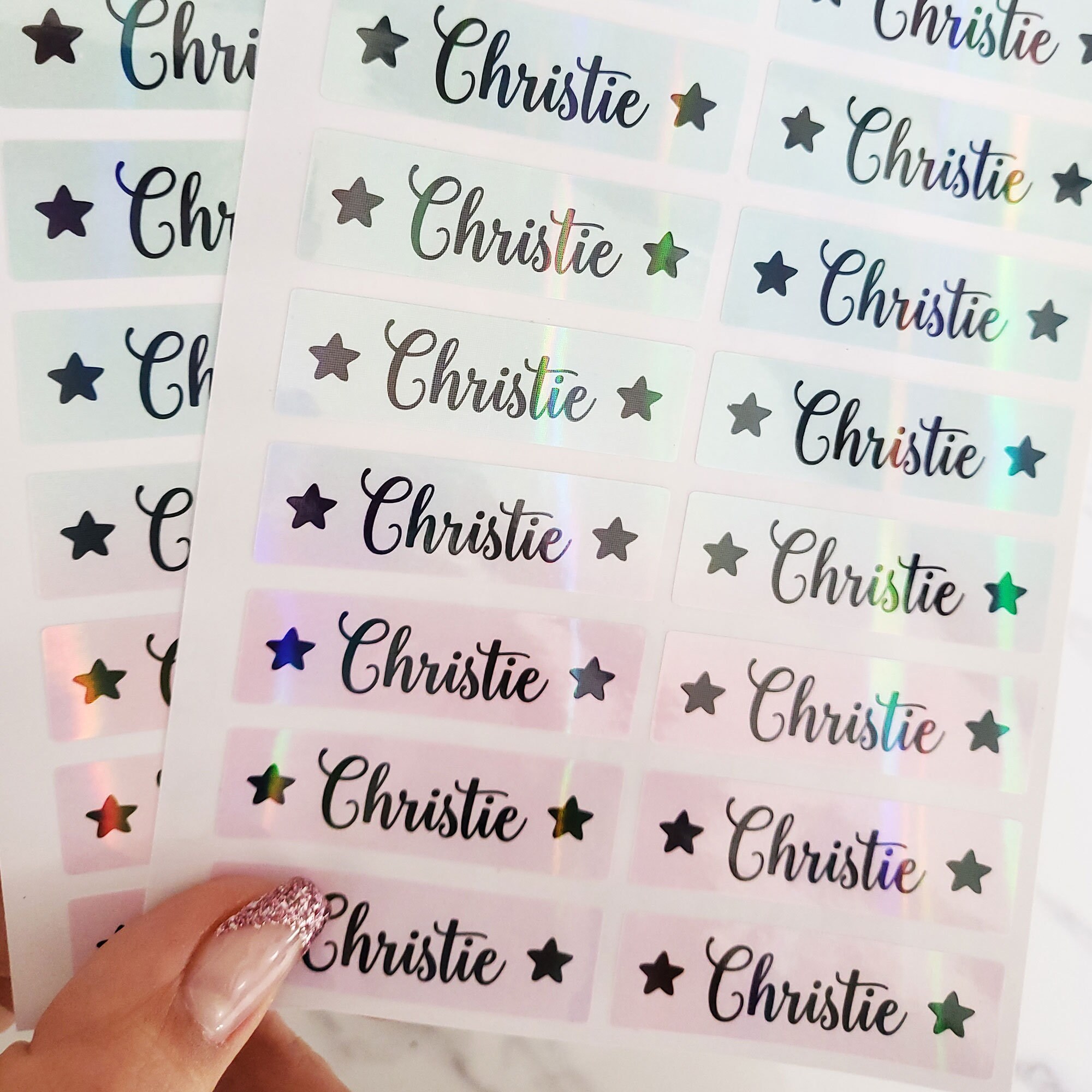 Pale Pink & Blue Name Stickers Personalized Name Stickers | Etsy