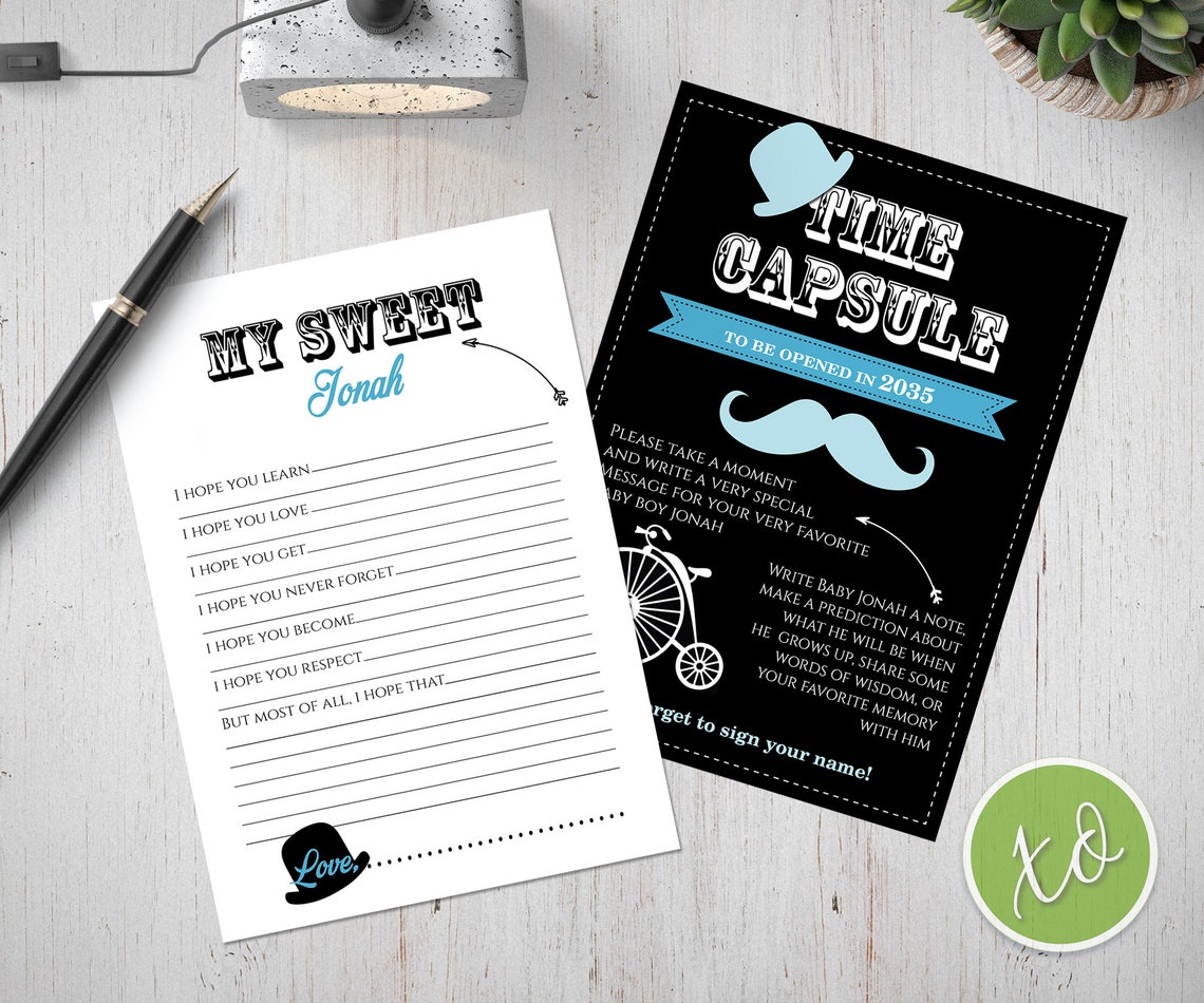 Custom Little Man Time Capsule Sign and Card Mustache Boy | Etsy