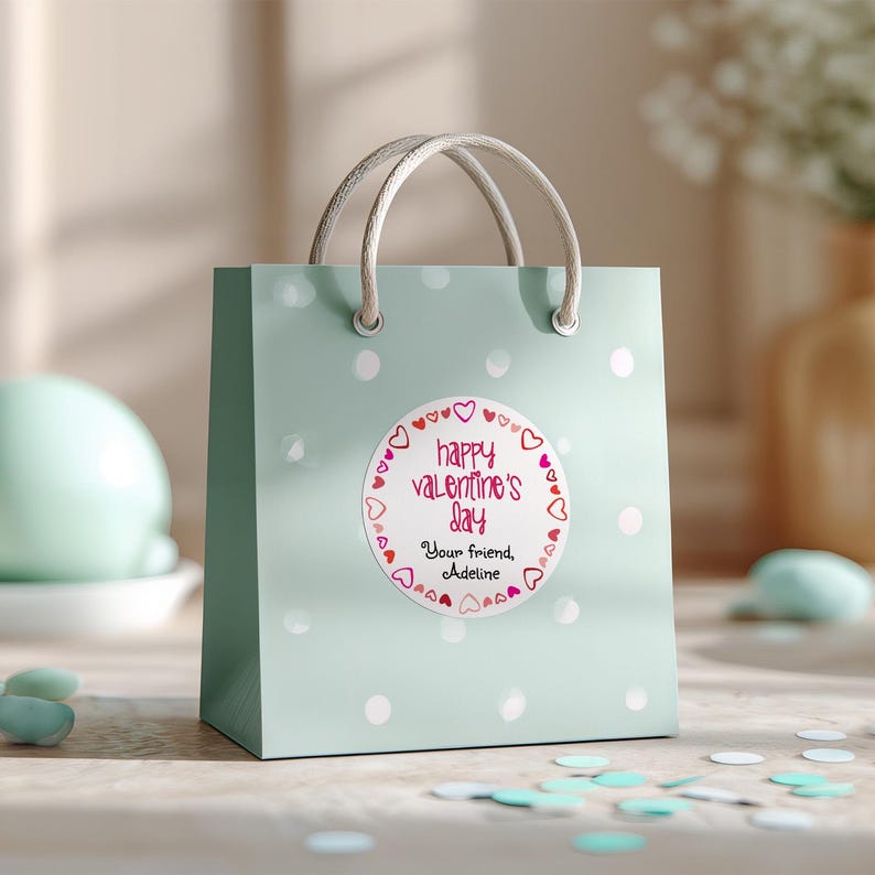Custom Hearts Valentine's Day Stickers: Personalized Classroom Favors ...