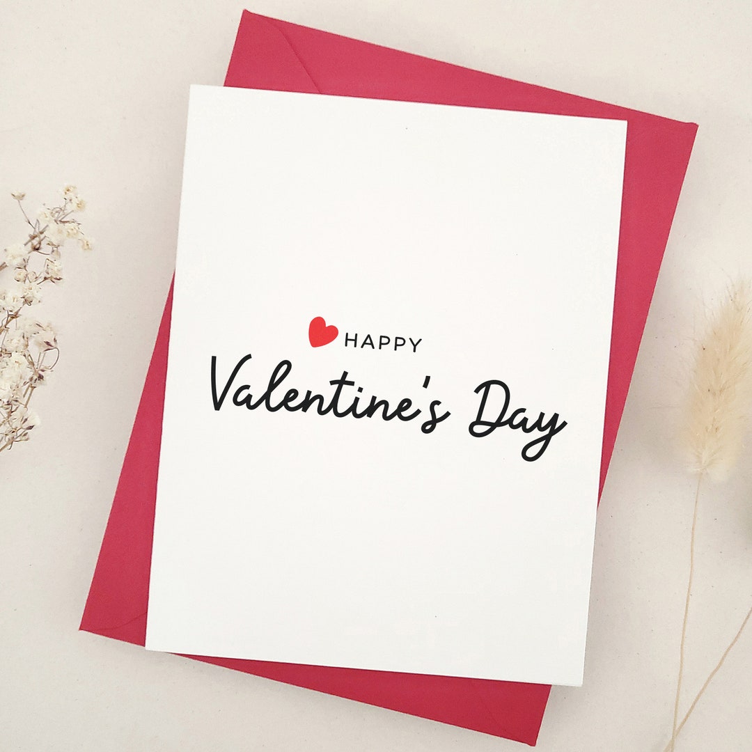Happy Valentine's Day Card, Simple Valentines Card With Print Inside ...