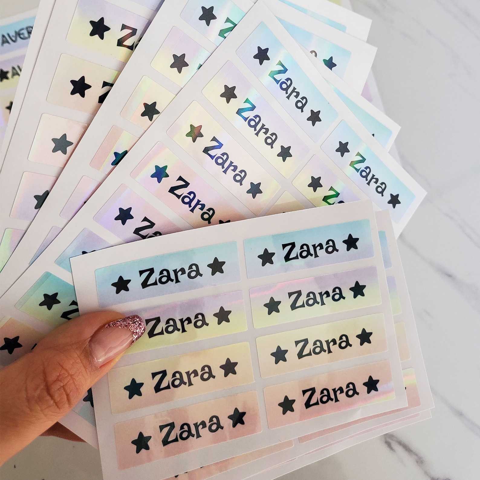 Personalized Name Stickers Name Labels Holographic Name | Etsy