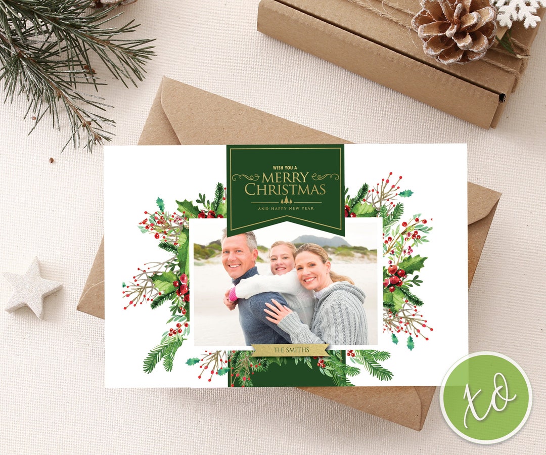 Family Photo Christmas Postcard Personalized Christmas Greeting Cards ...