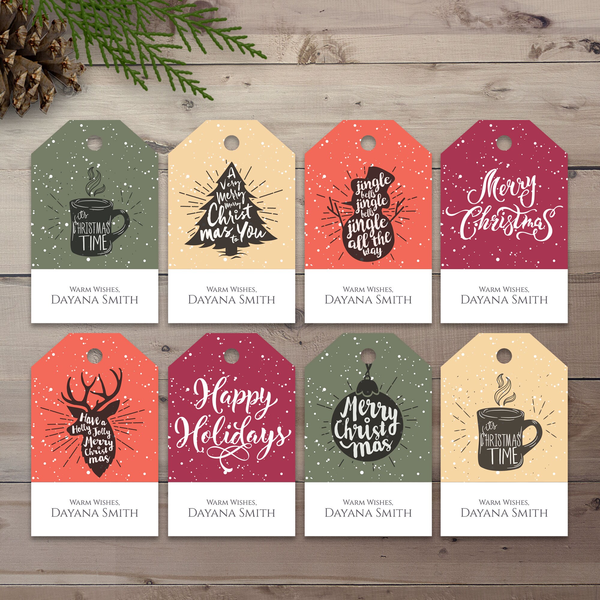 Christmas Tags Assorted Christmas Gift Tags Holiday Gift Tags | Etsy