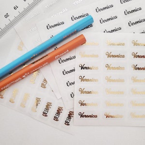 Personalized Gold Foil Name Labels: Waterproof Clear School Stickers - Etsy