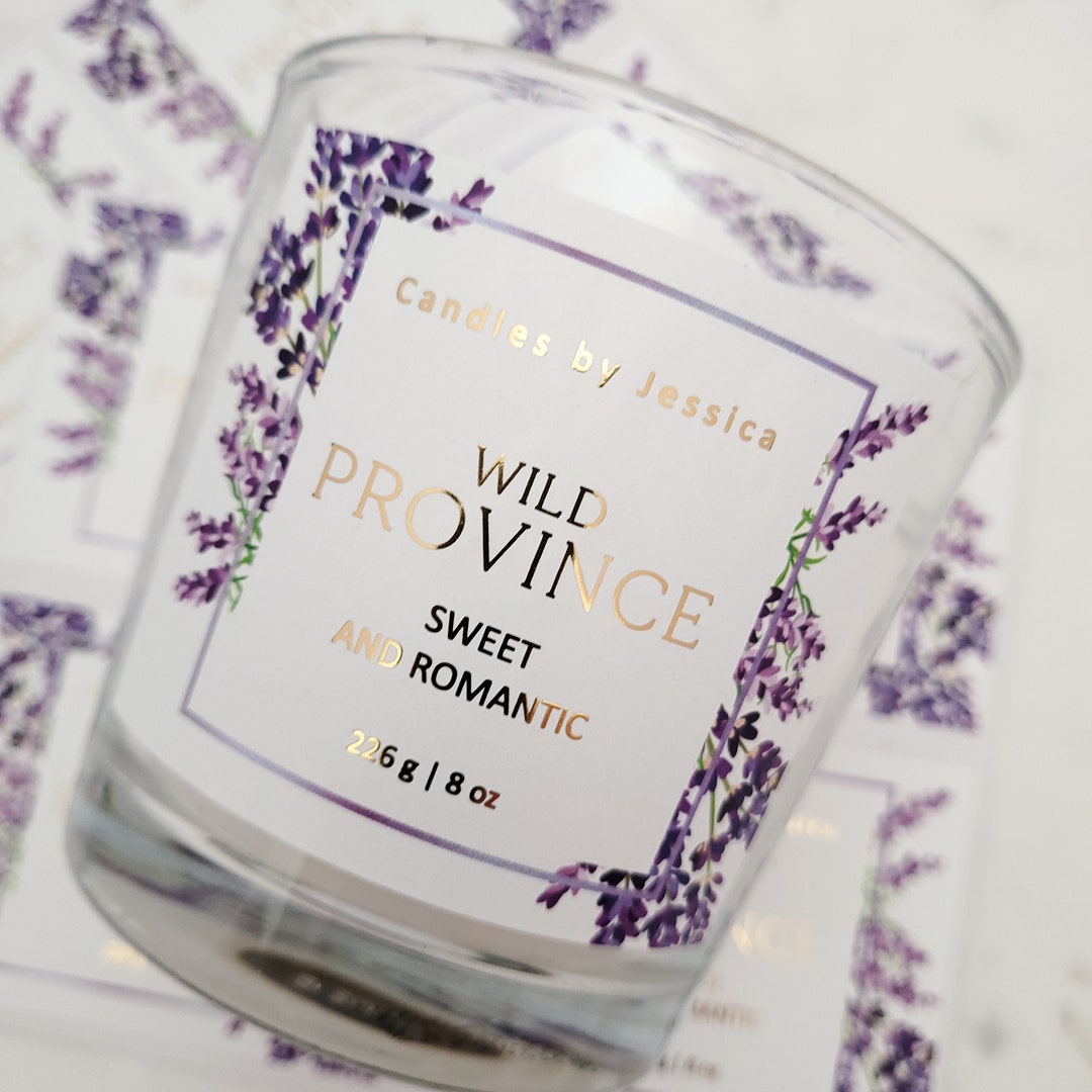 Custom Lavender Candle Label Stickers: Gold Foil Packaging - Etsy