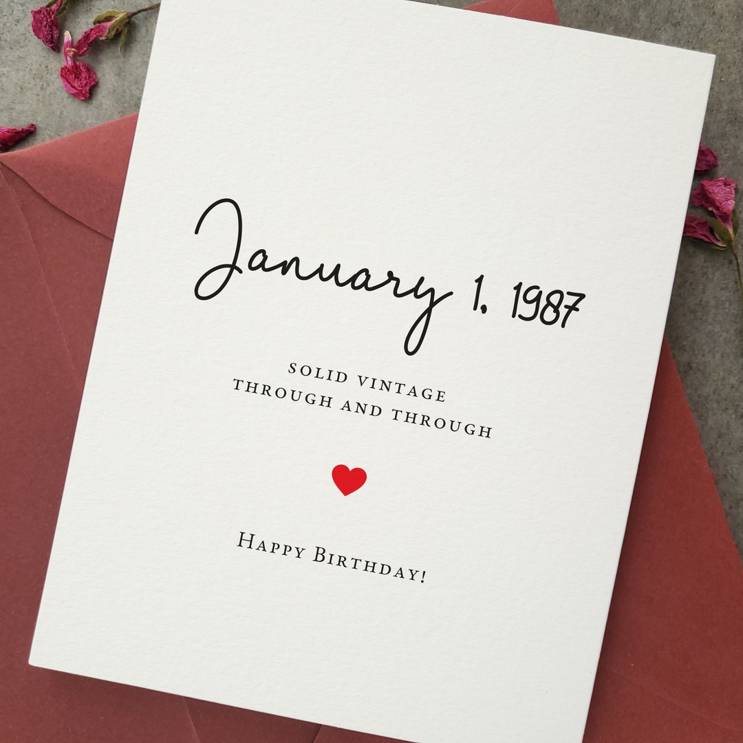 Personalized Happy Birthday Card, Date of Birth Birthday Card , Any Age ...