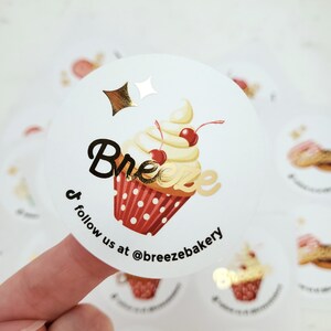 Small Business Custom Bakery Label, Gold Foil Food Stickers ...