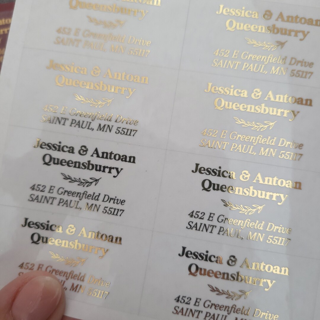 Gold Foiled Clear Return Address Labels Stickers With Floral Ornament ...