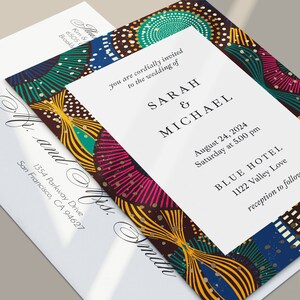 Ethnic African Art Themed Wedding Invitations With Real Gold Foil ...
