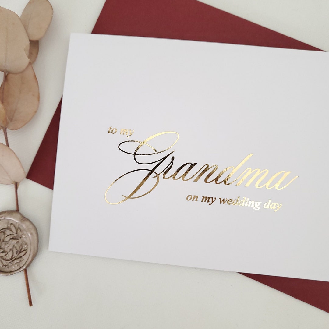 Grandma Wedding Day Card Gold Foil Calligraphy Note - Etsy
