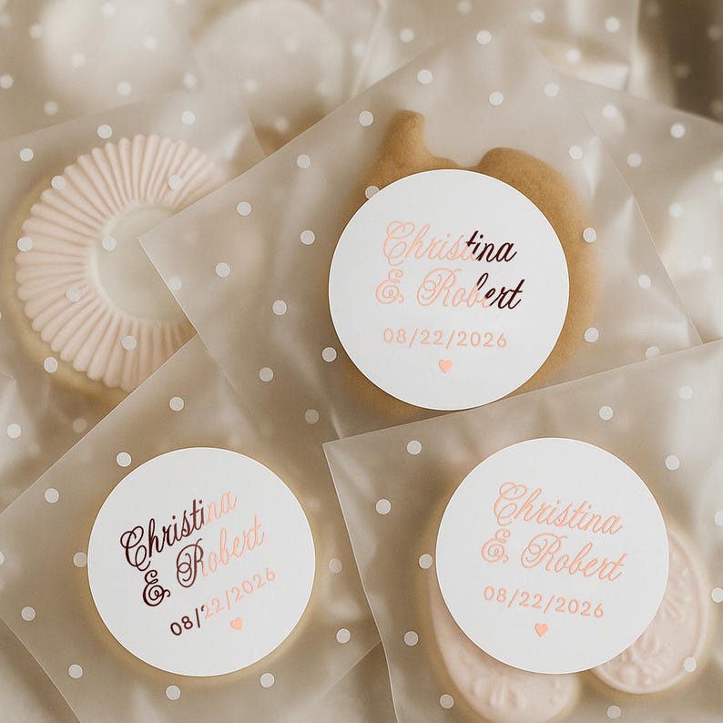 Personalized Script Wedding Stickers, Custom Foil Favor Labels, Elegant ...