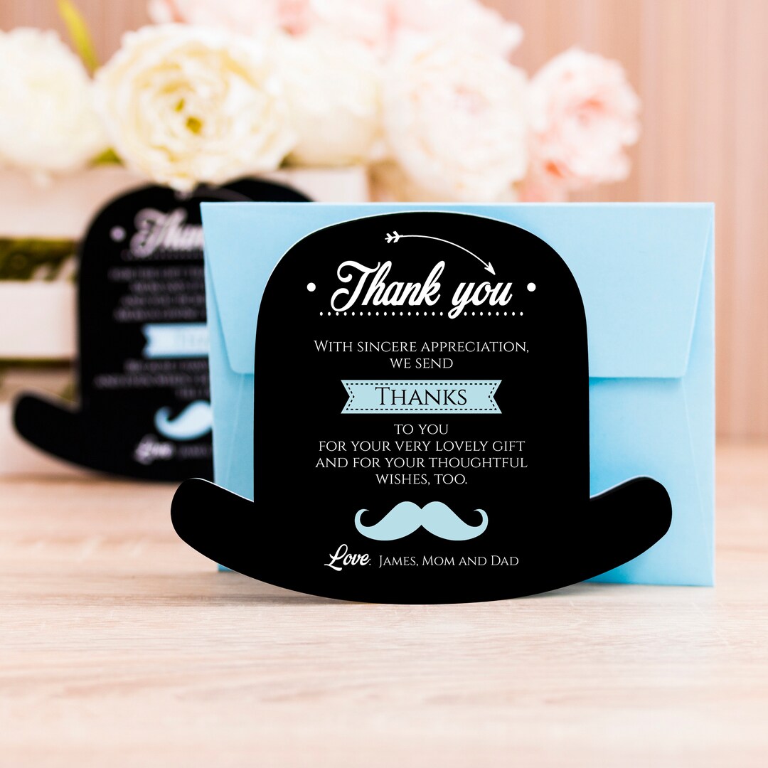 Little Man Thank You Card Boy First Birthday Thank You Cards Customized ...