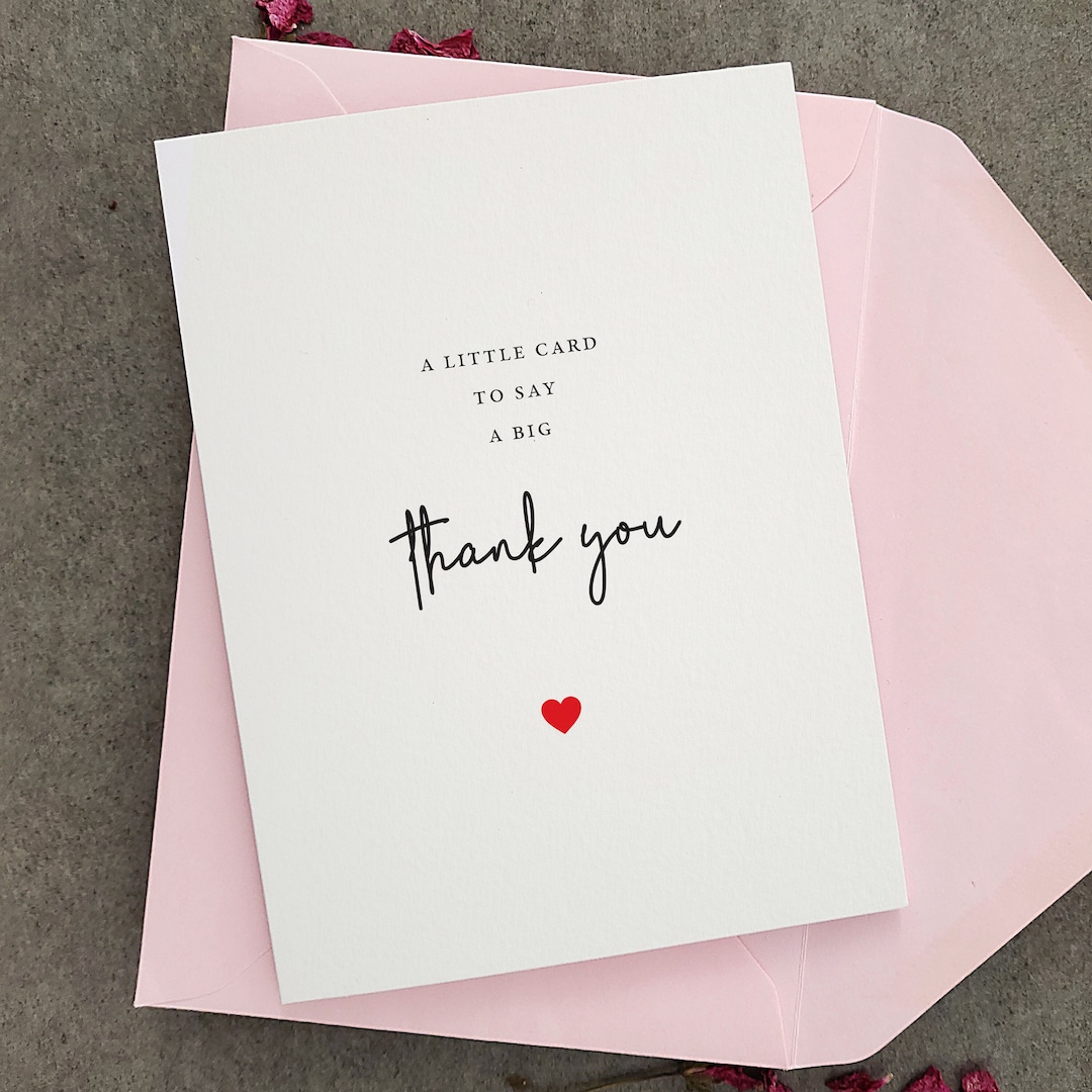 Thank You Card, Little Card to Say Big Thank You, Simple Thank You Card ...