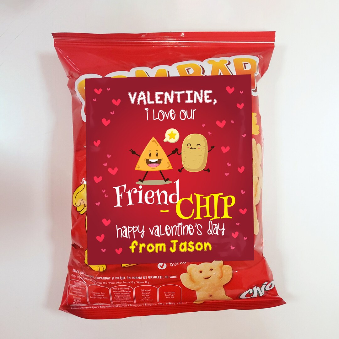 Personalized Friend-chip Valentine Stickers: Snack Bag Labels - Etsy