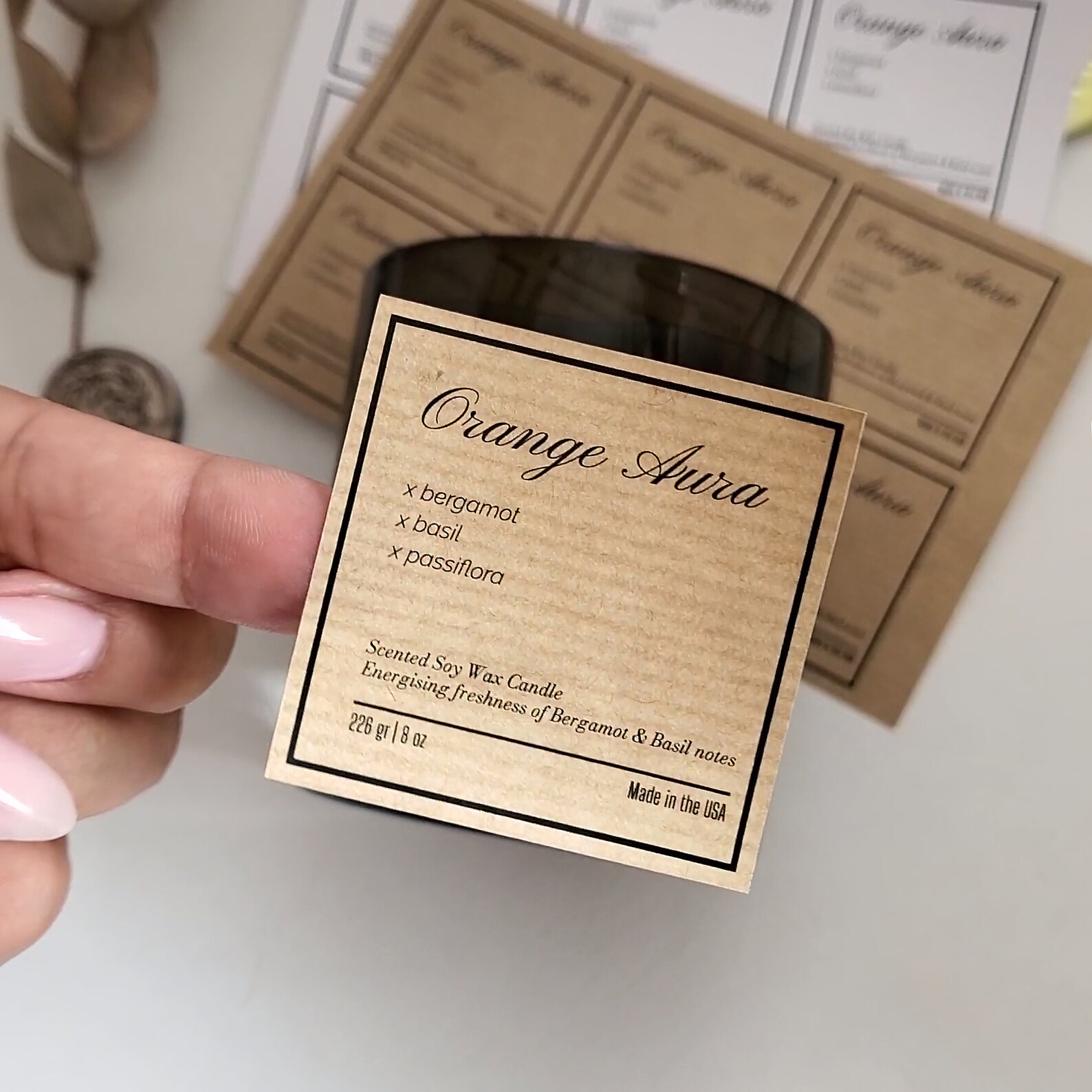 Elegant Kraft Square Personalized Candle Label Stickers, Custom ...