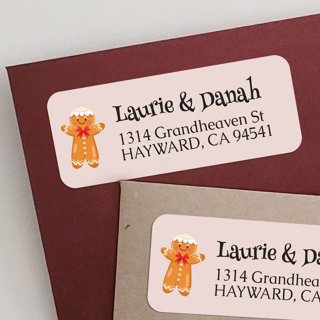 Christmas Address Labels With Gingerbread: Personalized Return Holiday ...