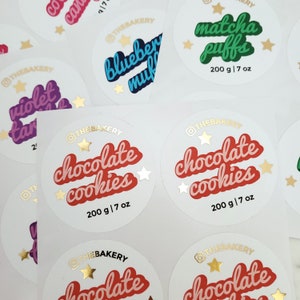 Custom Bakery Retro Label Round Cookie Stickers Gold Foil Food Stickers ...