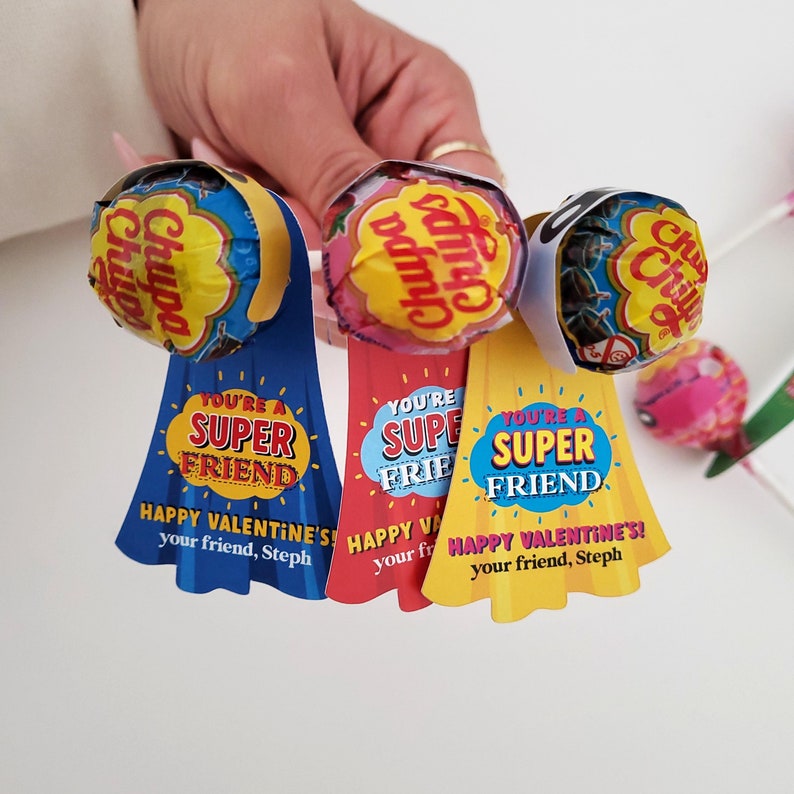 Personalized Lollipop Valentine: Super Friend Kids Classroom Favors - Etsy