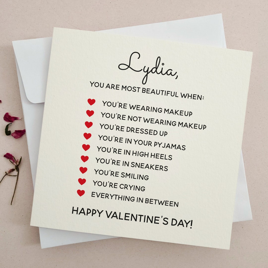 Personalized Valentines Day Card for Girlfriend, Wife, Fiance, Cute ...