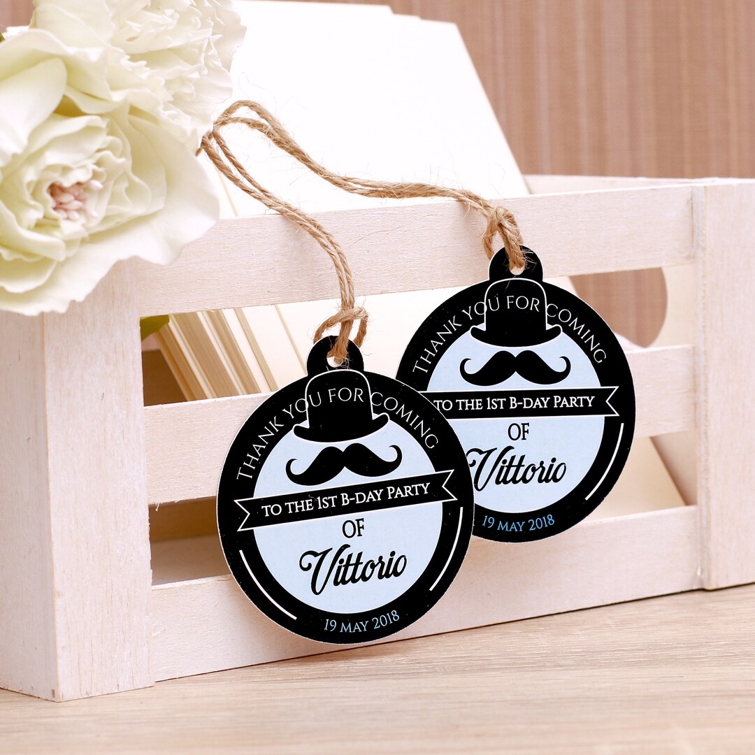 Little Man 1st Birthday Favor Tags: Personalized Thank You Tags - Etsy