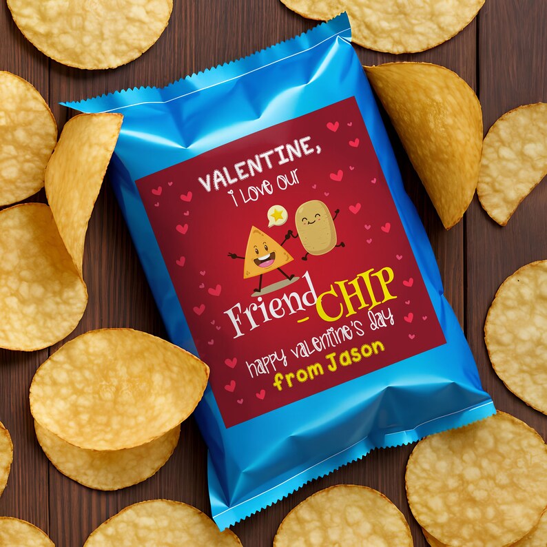 Personalized Friend-chip Valentine Stickers: Snack Bag Labels - Etsy