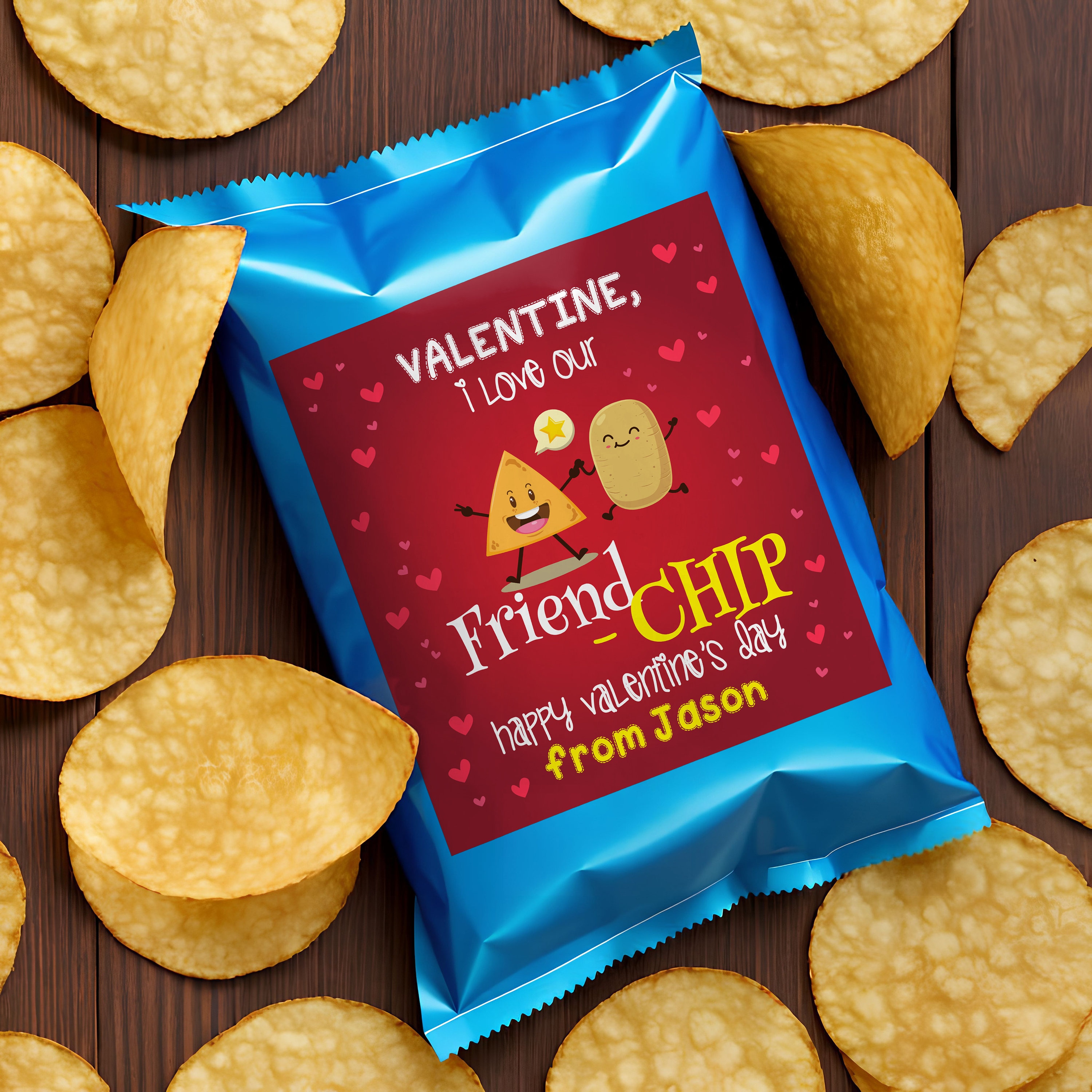 Personalized Friend-chip Valentine Stickers: Snack Bag Labels - Etsy
