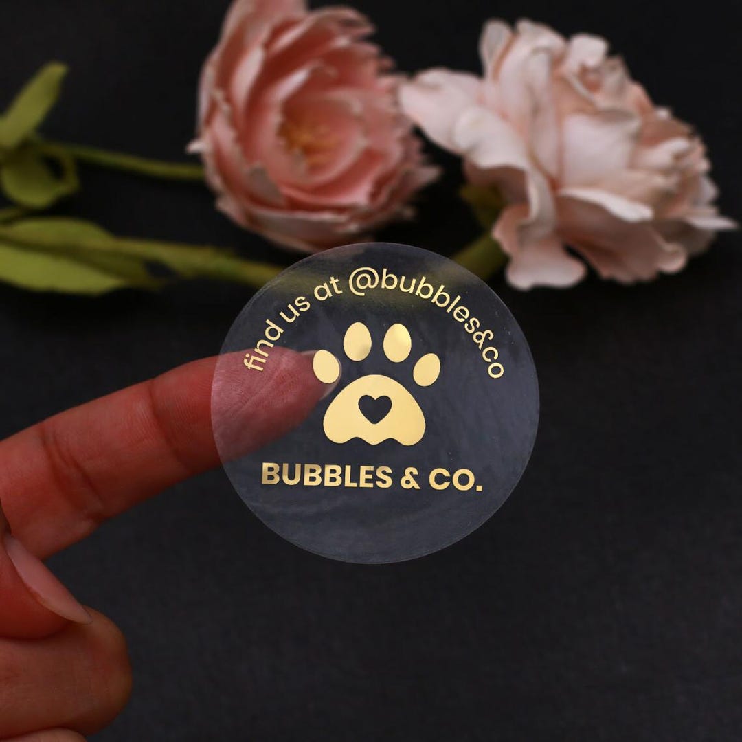 Custom Foiled Clear Logo Labels Stickers With Custom Text, Personalized ...
