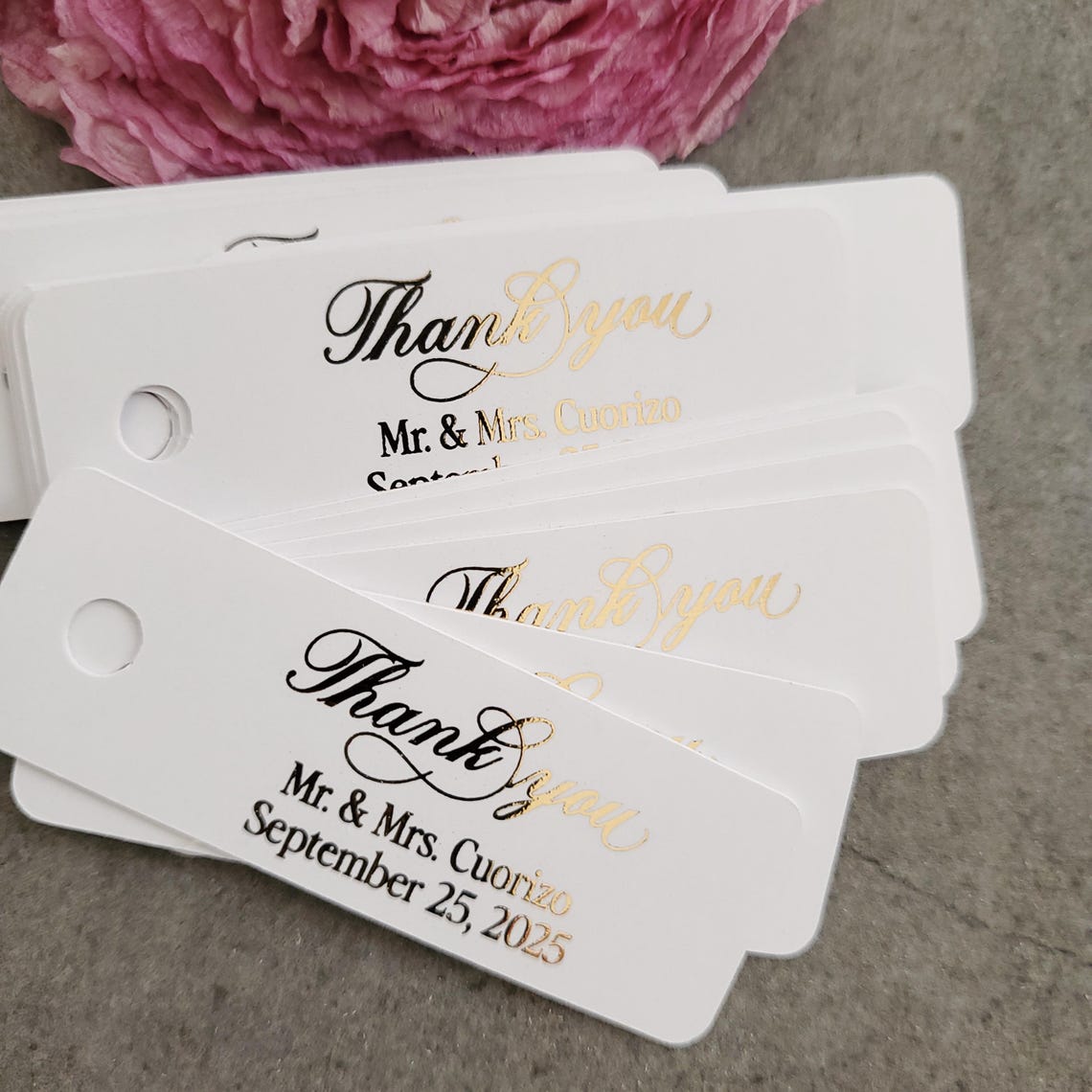 Elegant Thank You Wedding Favor Tags Personalized Mini Custom Names ...